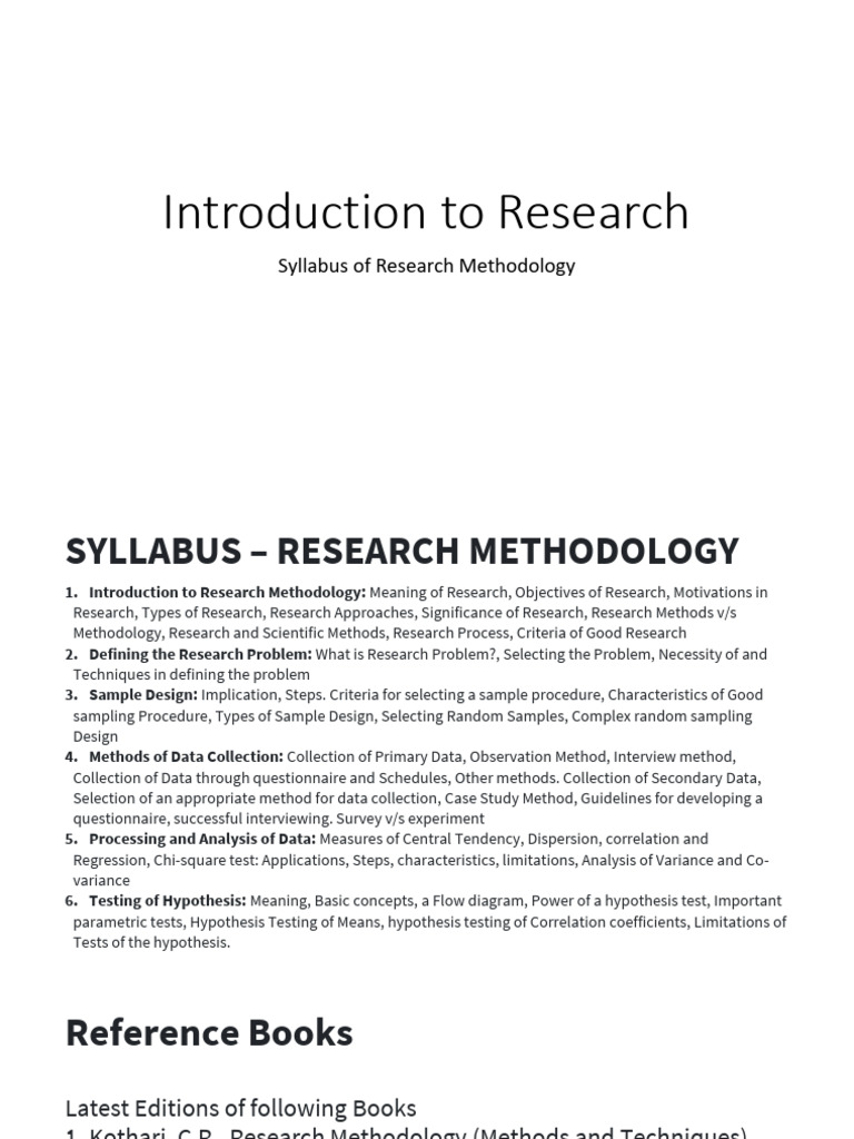 01.Introduction to Research Methodology | PDF | Methodology | Scientific Method