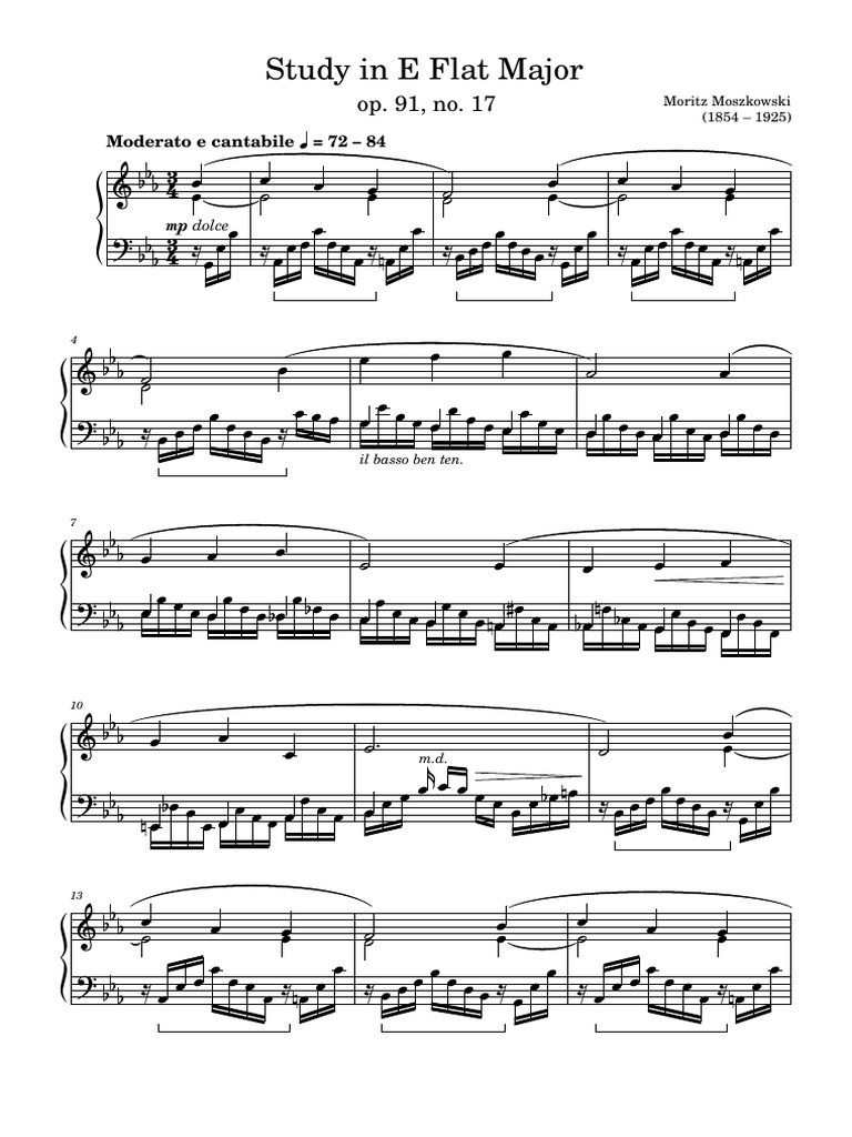 Moszkowski's E Flat Major Study | PDF