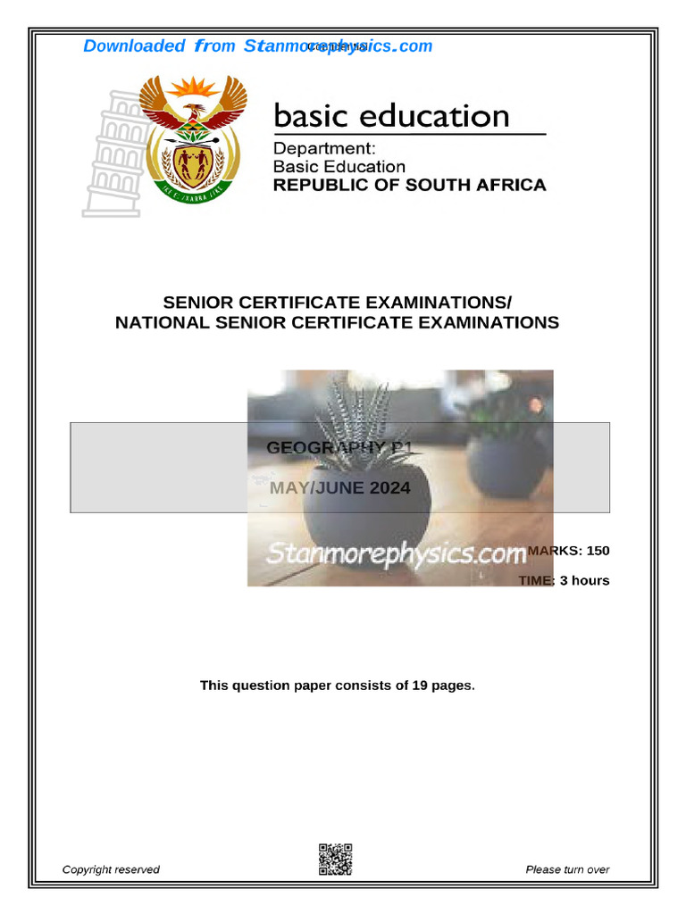 NSC Geography Grade 12 May June 2024 P1 Only | PDF