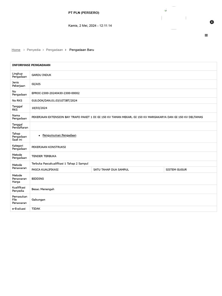 Uit JBT - Pekerjaan Extension Bay Trafo Paket 1 Di Gi 150 KV Taman Mekar, Gi 150 KV Margakarya ...