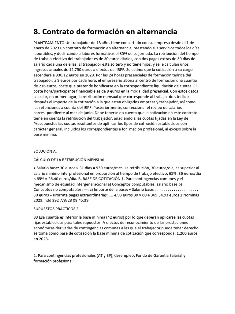 Contrato de Formación en Alternancia | PDF | Salario | Salario mínimo