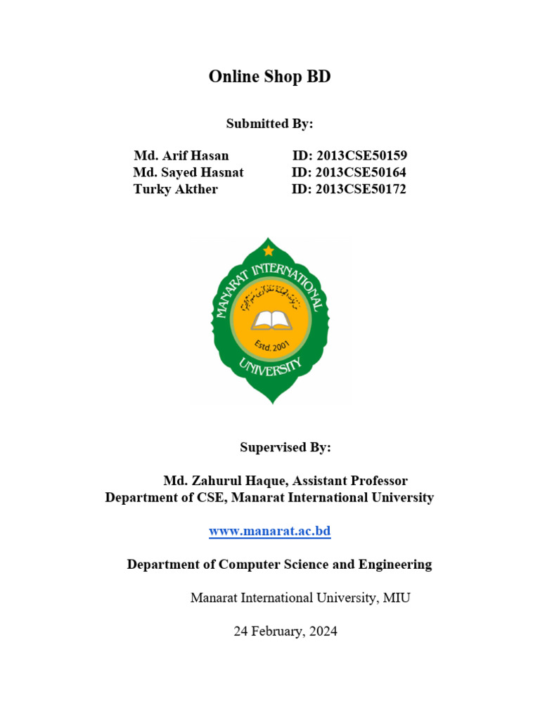 Online Shop BD Final Project CSE-400 Fall-23 | PDF | Software ...