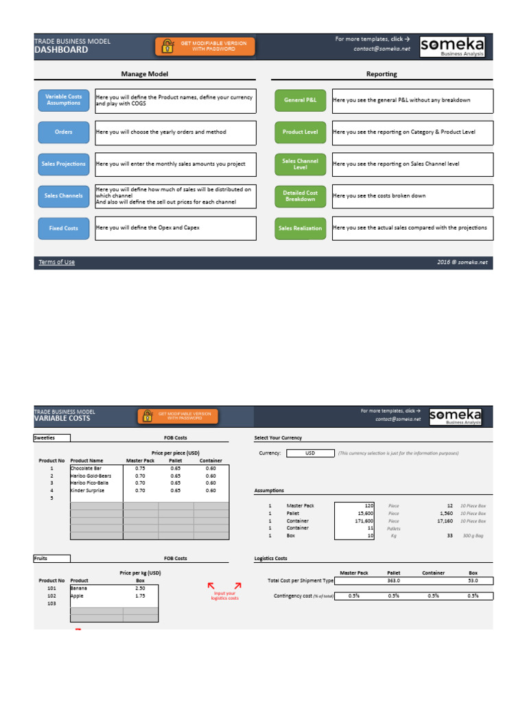 Trade Business Model Someka V9F | PDF | License | Business