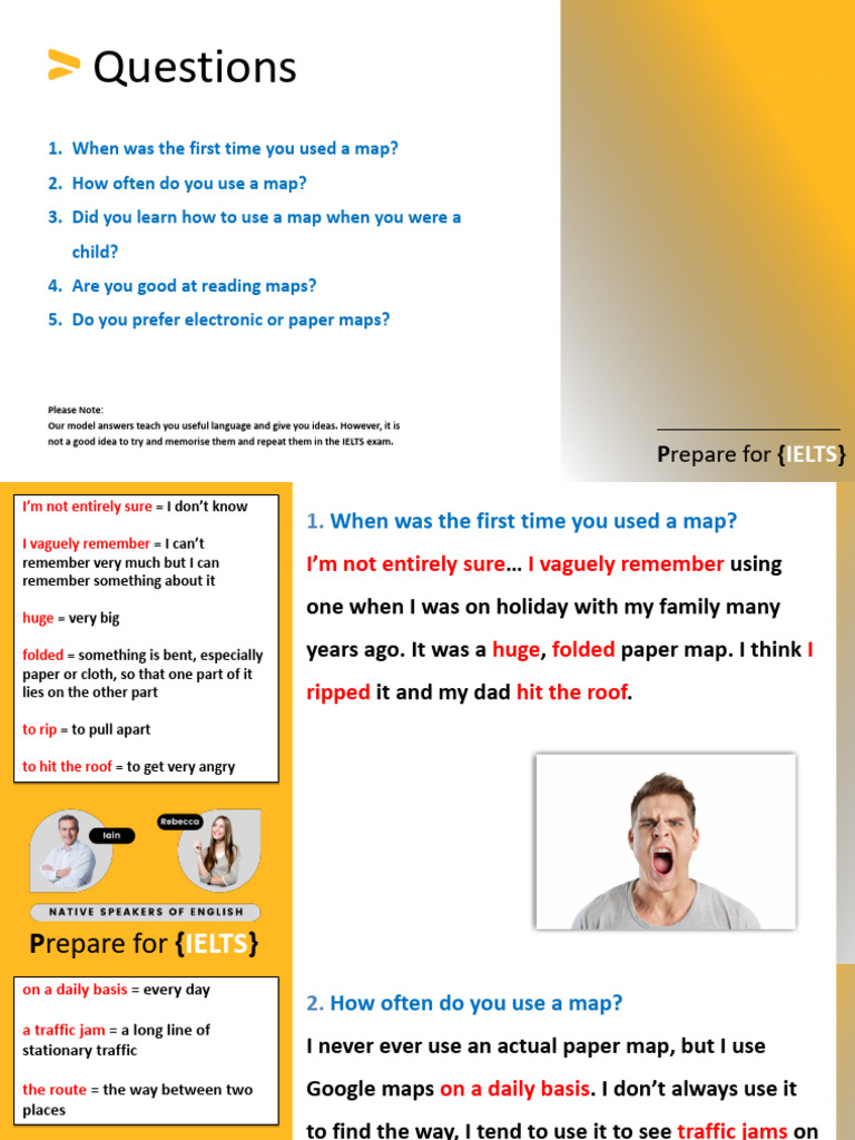 IELTS Speaking Part 1 - Maps UZB | PDF