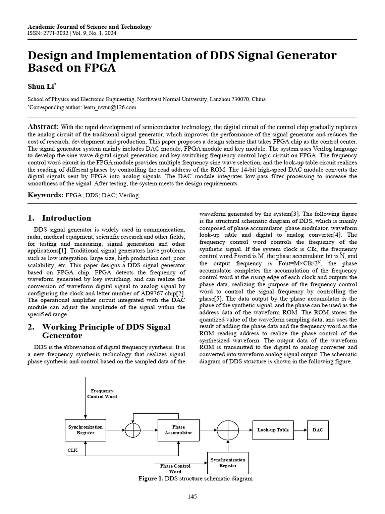 Design and Implementation of DDS Signal Generator | PDF | Field Programmable Gate Array ...