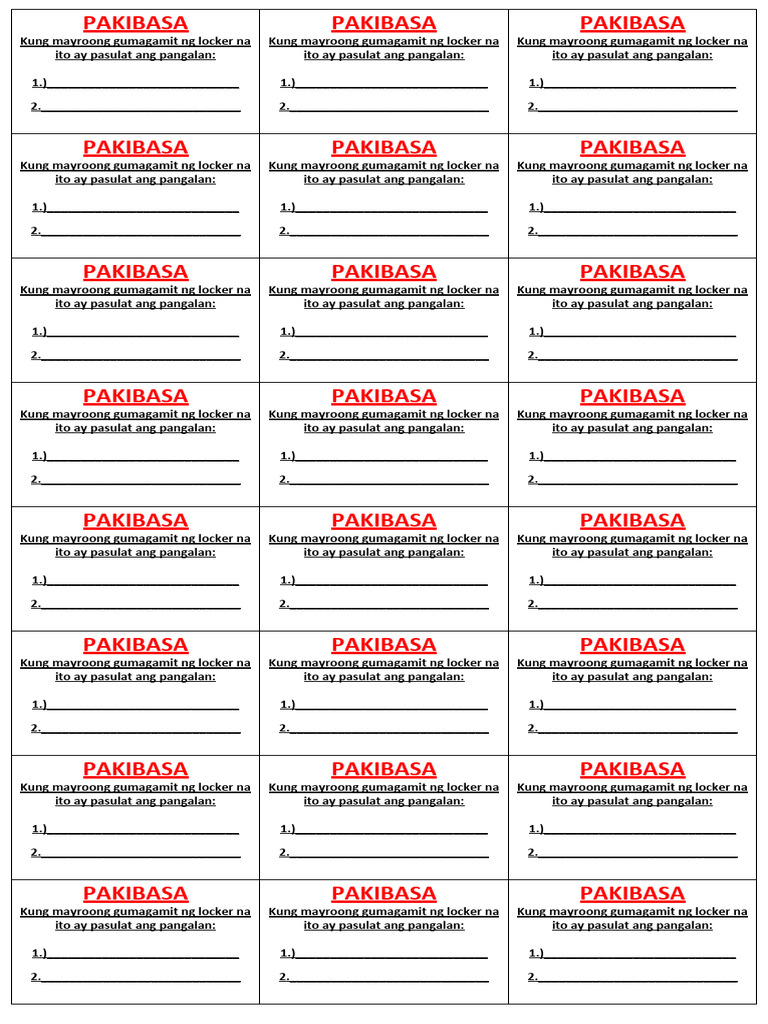 Locker Memo Template | PDF