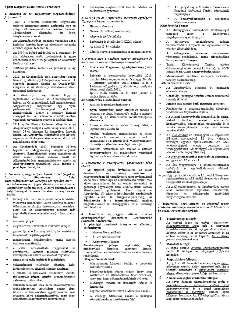 Puska I. Modul Írásbeli 5 Pontos Hasáb | PDF
