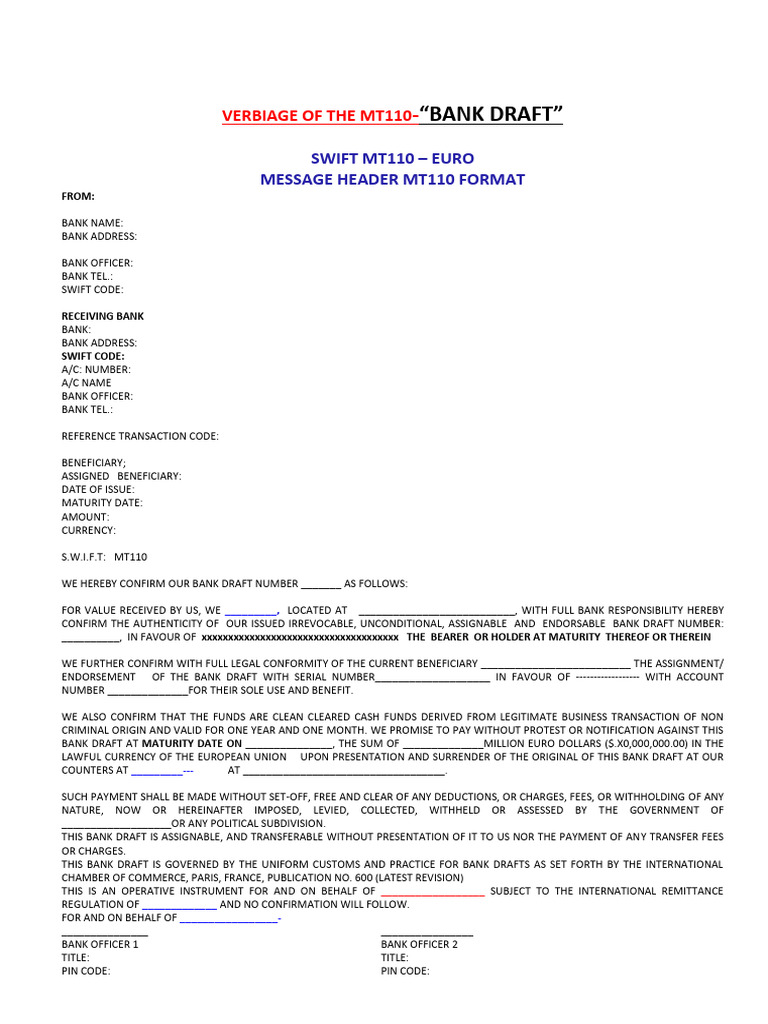 Bank Draft | PDF | Banks | Euro