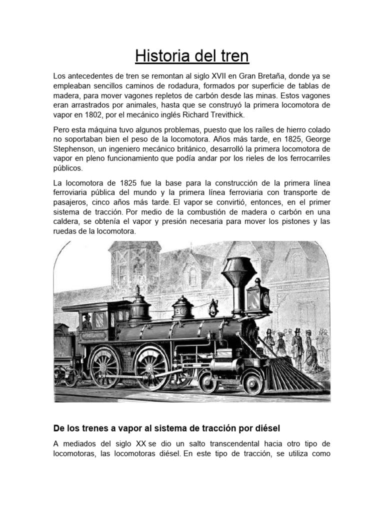 Evolución de la Historia del Tren | PDF | Locomotora de vapor | Tren