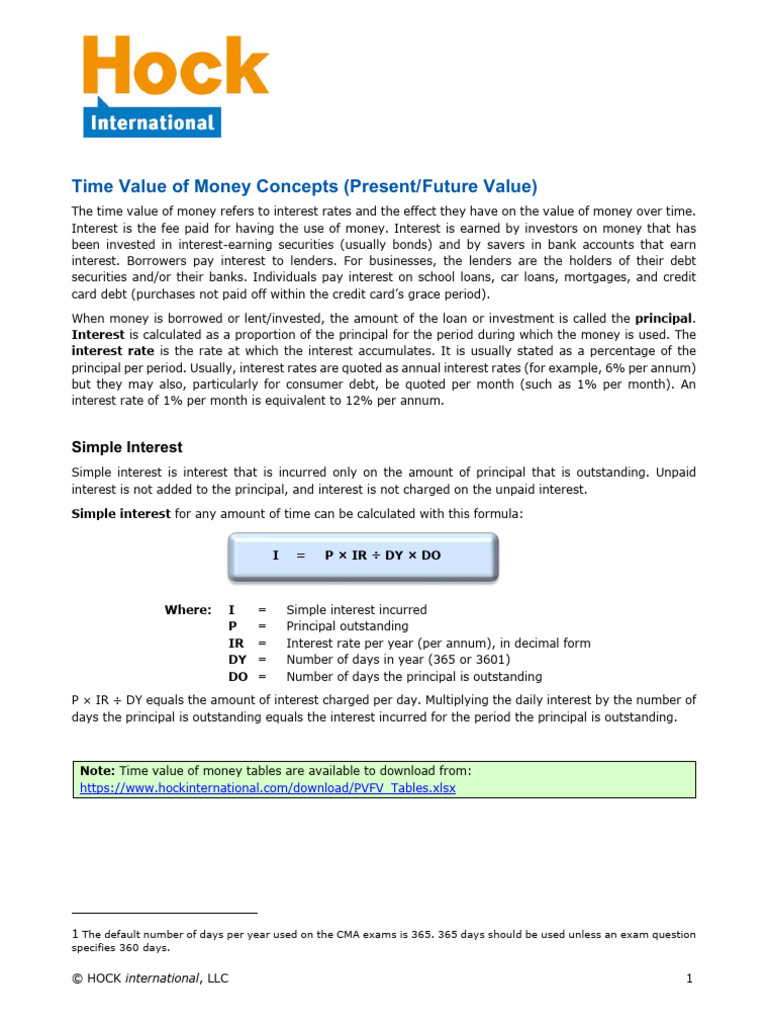 Time Value of Money | PDF | Present Value | Interest