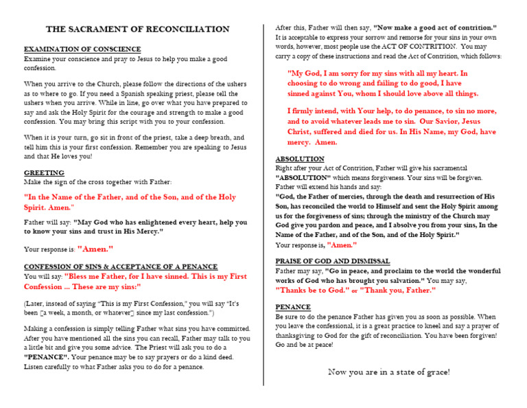 Sacrament of Reconciliation English | PDF | Confession (Religion ...