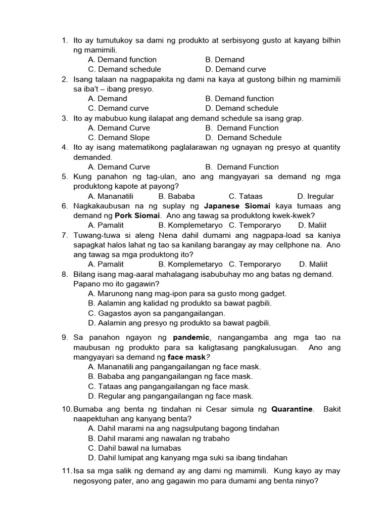 AP 9 Second Quarter Exam | PDF