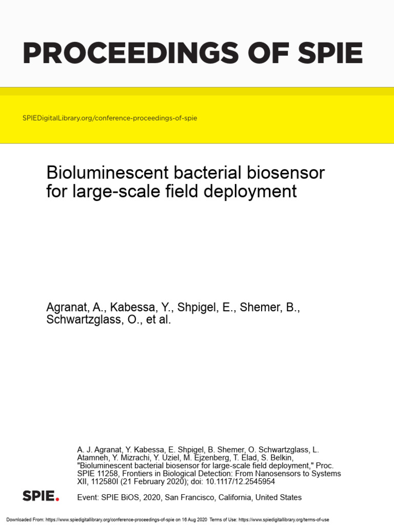 Bioluminescent Bacterial Biosensor For Large Scale Field Deployment Download Free Pdf