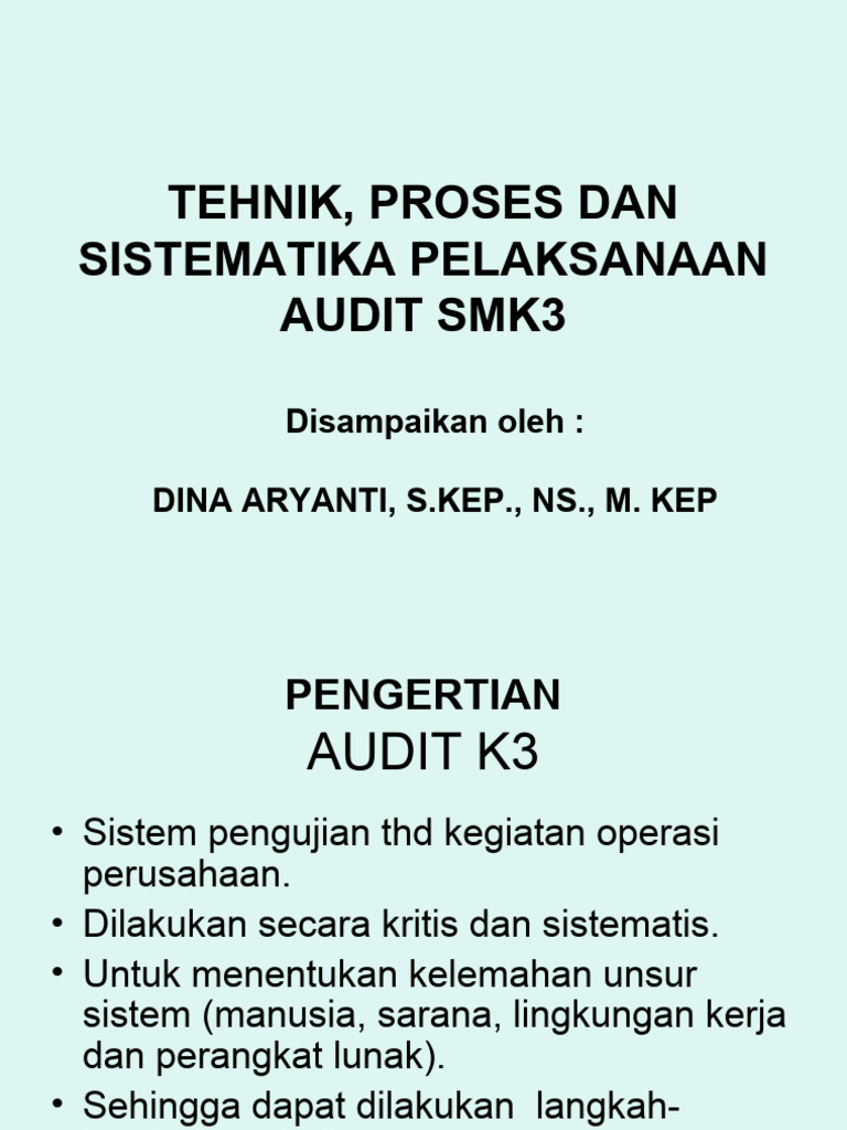 Tehnik Pelaksanaan Audit SMK3 | PDF