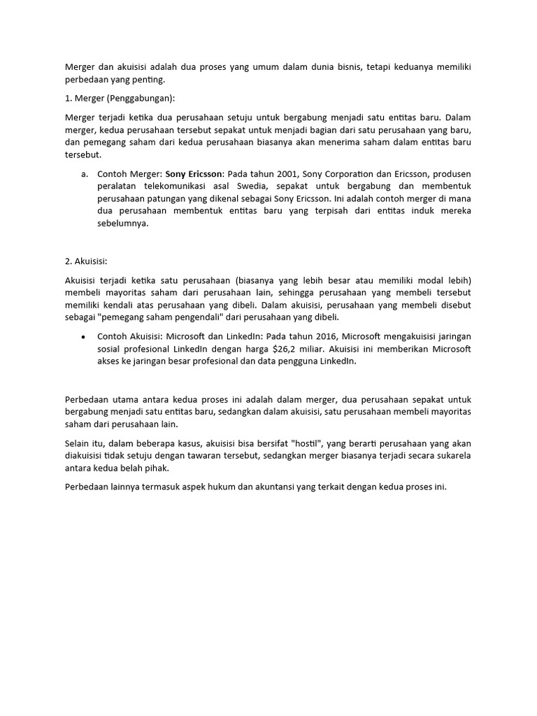 Merger vs Akuisisi: Definisi dan Contoh | PDF