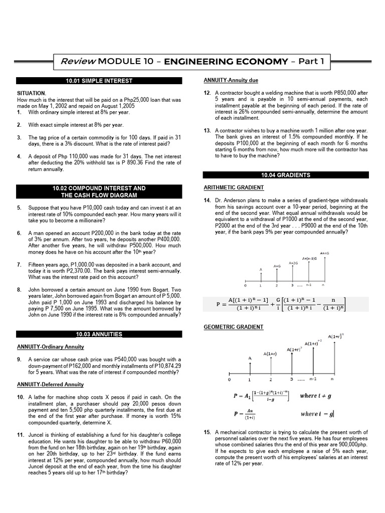 Engineering Economy - Part 1 | Download Free PDF | Interest | Present Value