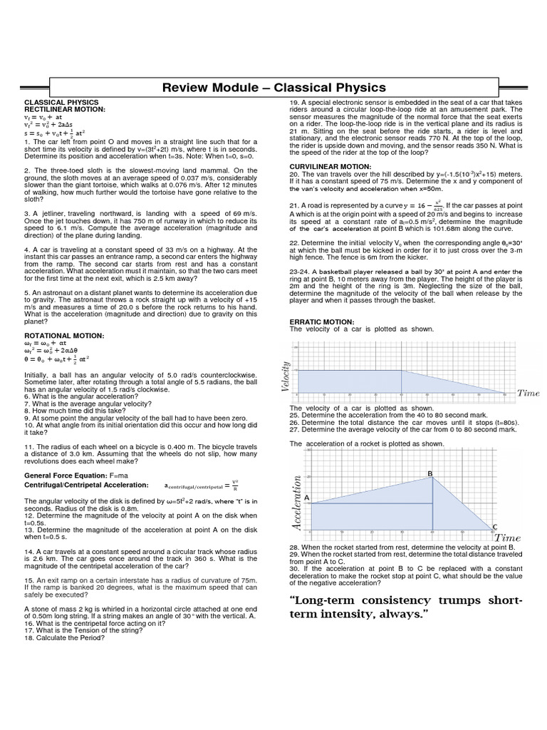Classical Physics - Part 1 | PDF | Acceleration | Velocity