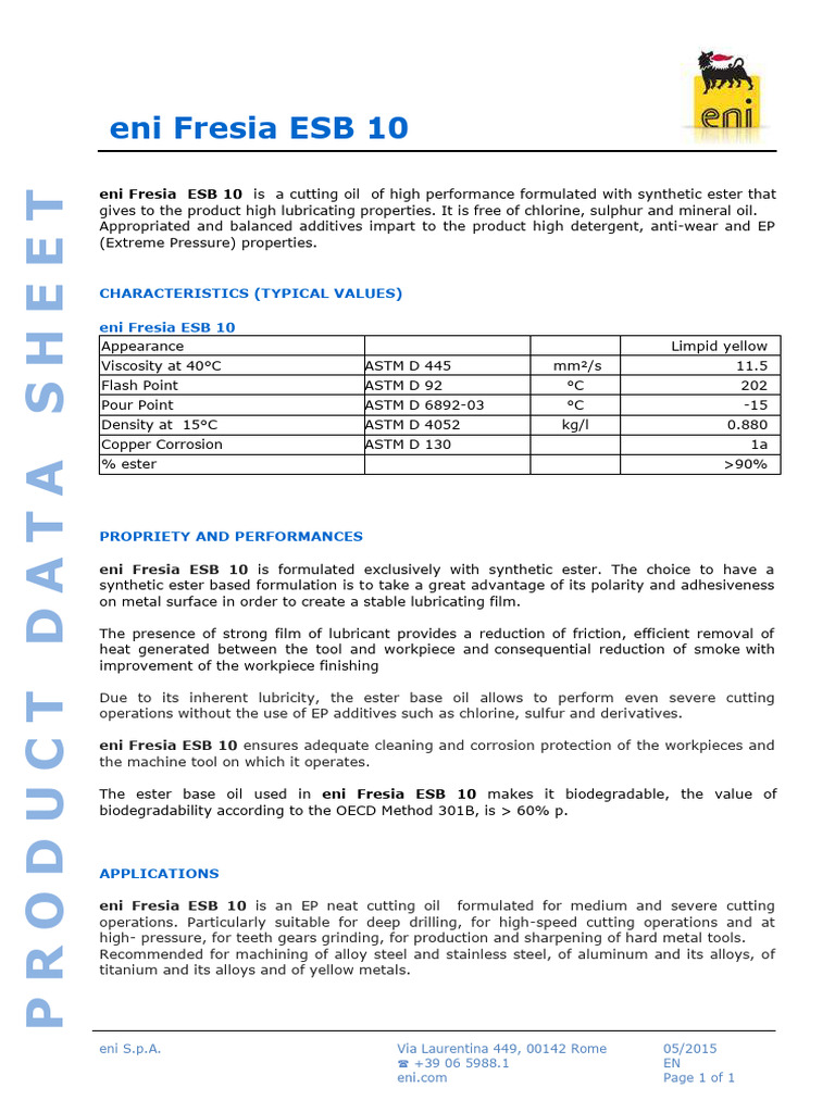 Fresia ESB 10 | Download Free PDF | Lubricant | Building Materials