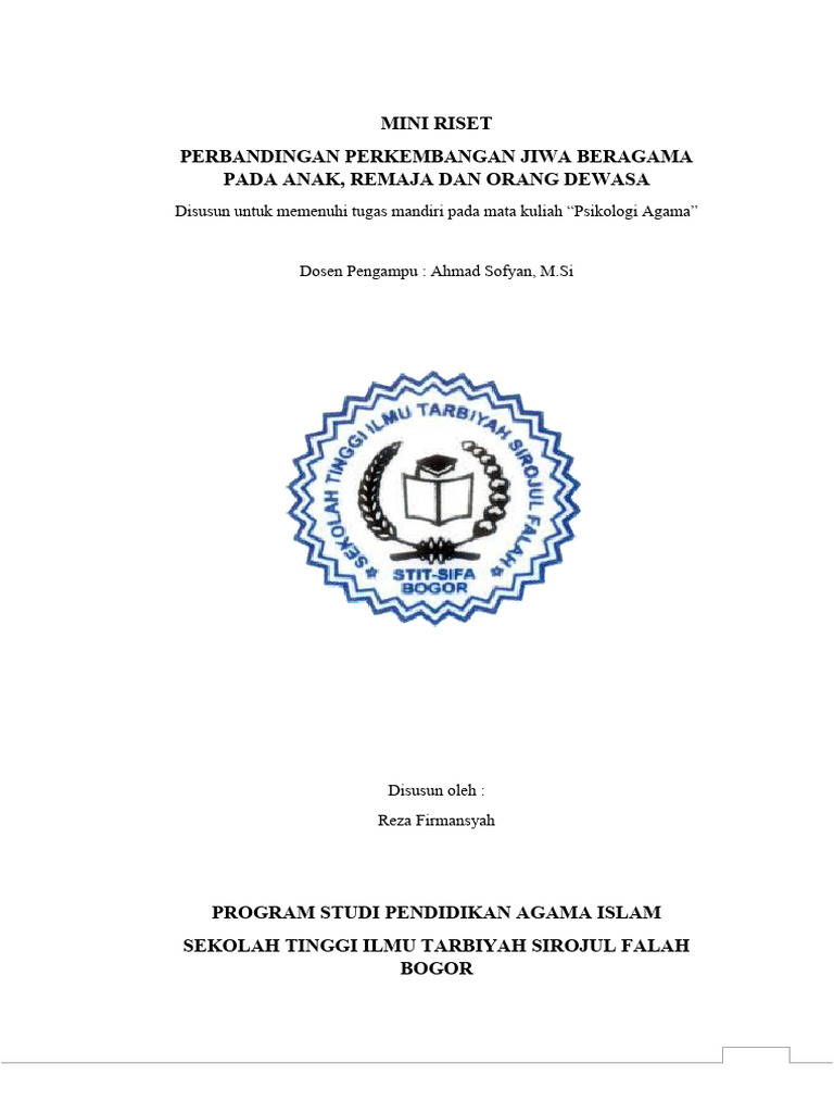 MINI RISET PSIKOLOGI AGAMA (Beres) | PDF | Karier & Perkembangan