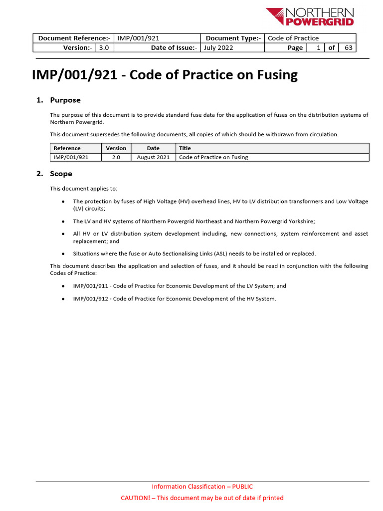 Code of Practice On Fusing | PDF | Fuse (Electrical) | Transformer