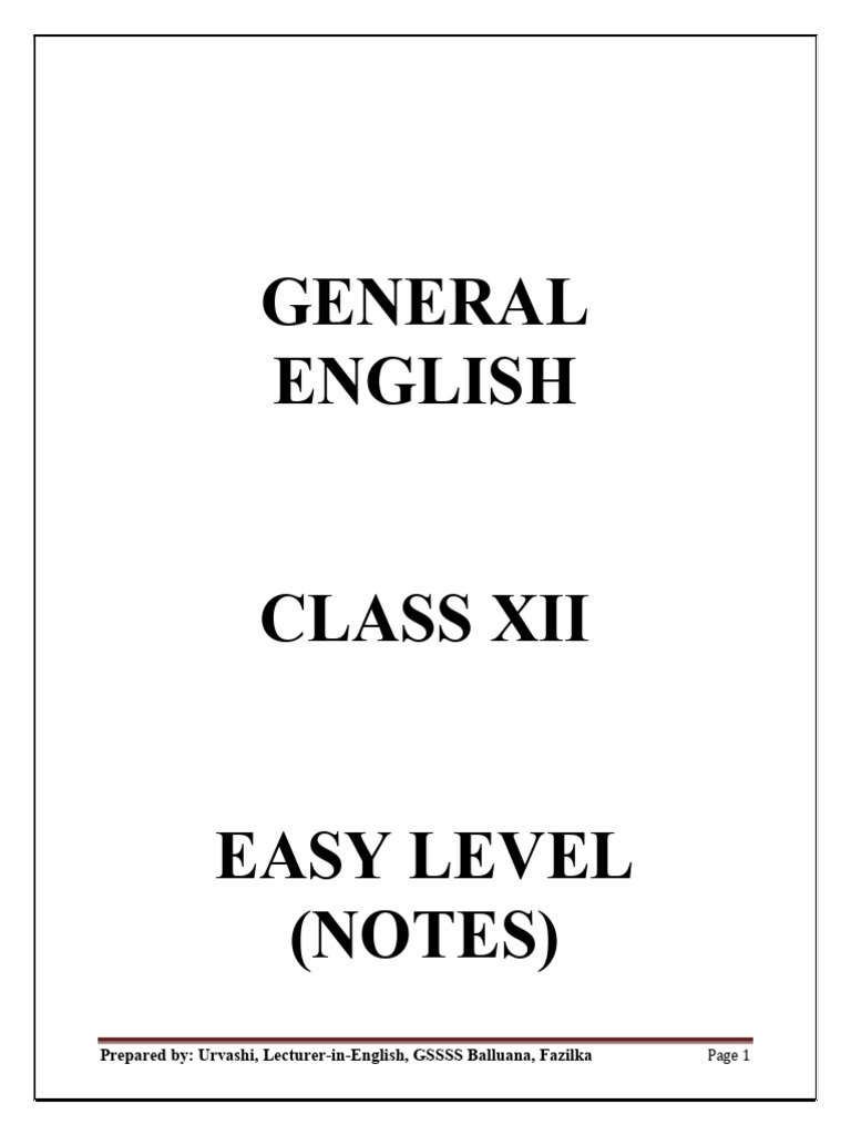 XII EASY English Notes 2020 | PDF | Human Capital Flight | Punjab