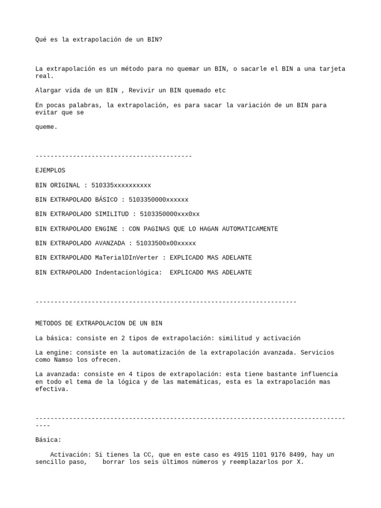 Como Extrapolar Un BIN | PDF
