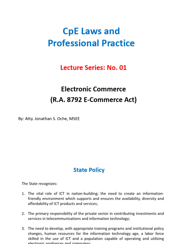 Cpe Laws Lecture1 | PDF | Information Technology | Information