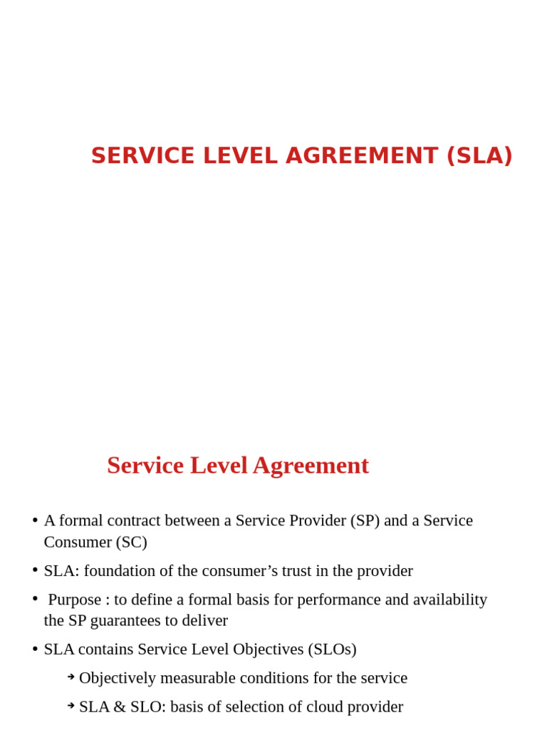 Service Level Agreement (Sla) | PDF | Service Level Agreement | Cloud Computing