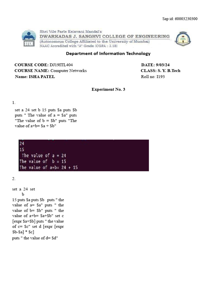 CN Exp3 60003230300 | Download Free PDF | Computing | Computer Engineering