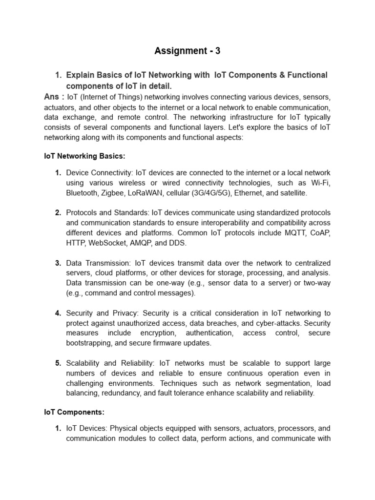 Assignment - 3 IOT | PDF | Internet Of Things | Computer Network