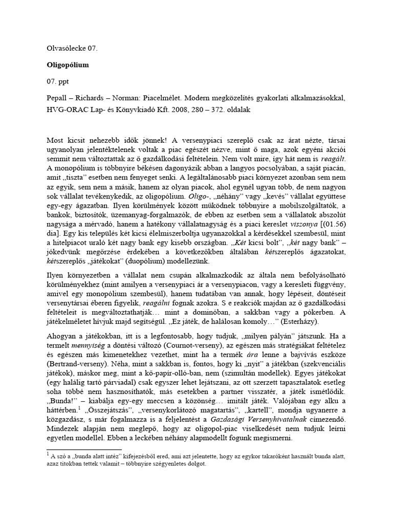 05 - Oligopólium - Olvasólecke | PDF
