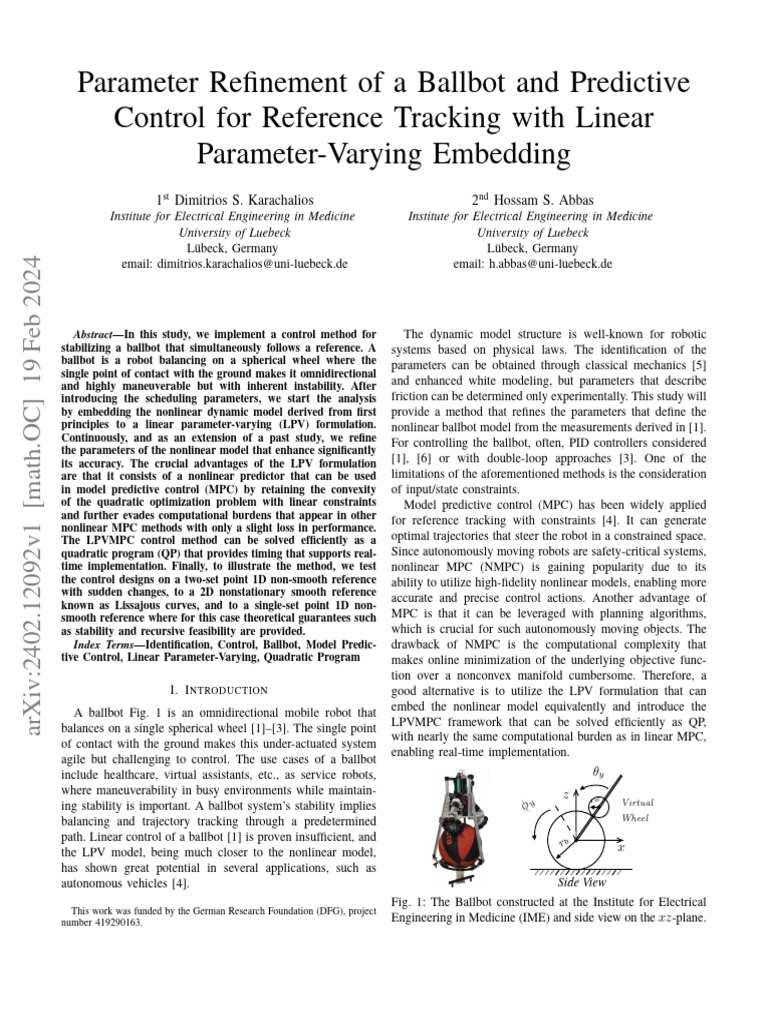 2024 Parameter Refinement ReferenceTracking LinearParameter Varying | PDF | Mathematical ...