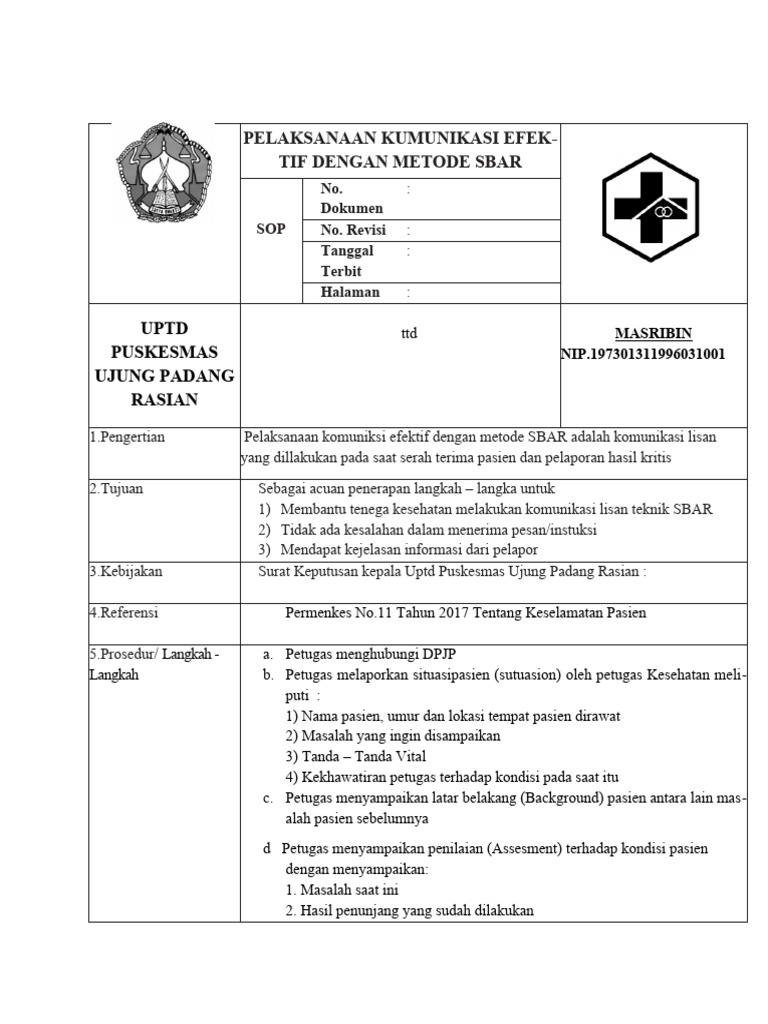 Komunikasi Efektif Metode SBAR di Puskesmas | PDF