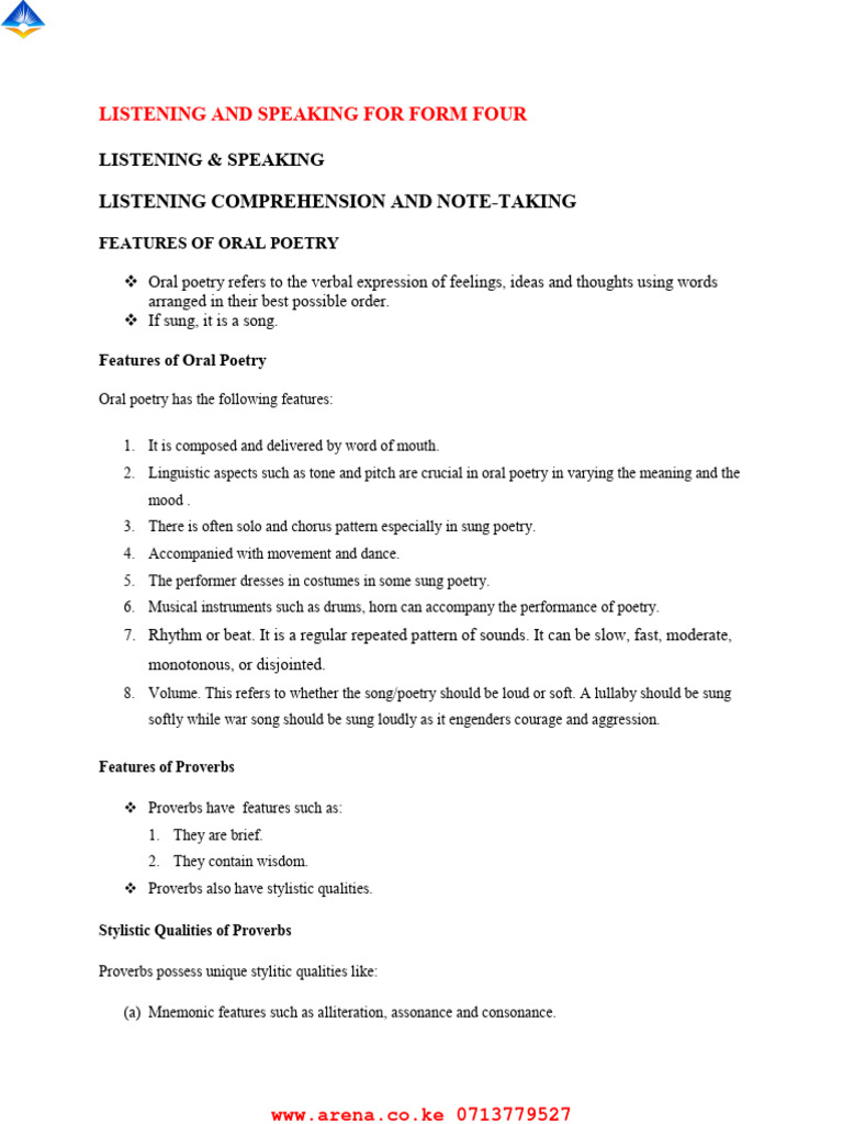 Form 4 English Notes-1 | PDF | Poetry | Negotiation
