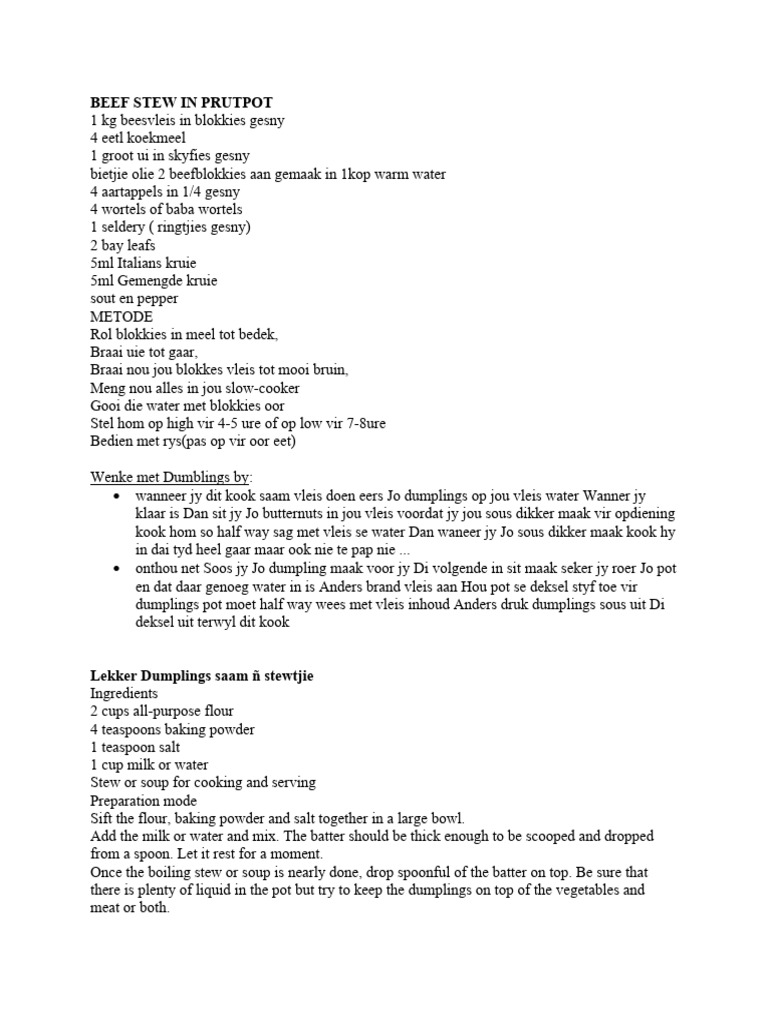 Ouma Se Resepte | PDF