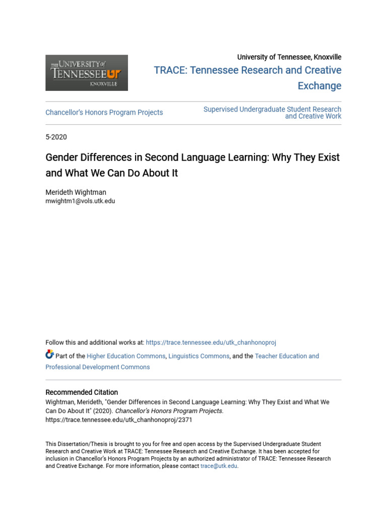 Gender Differences in Second Language Learning_ Why They Exist A | PDF ...