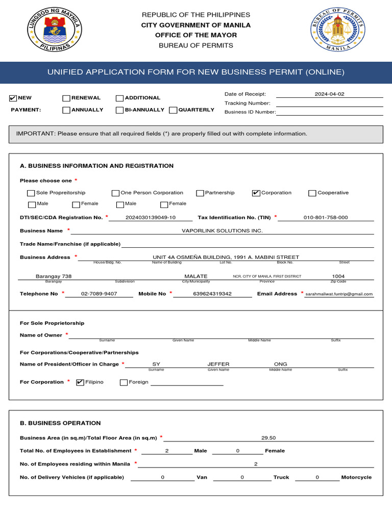 Application Form Pdf Sole Proprietorship Business 2953