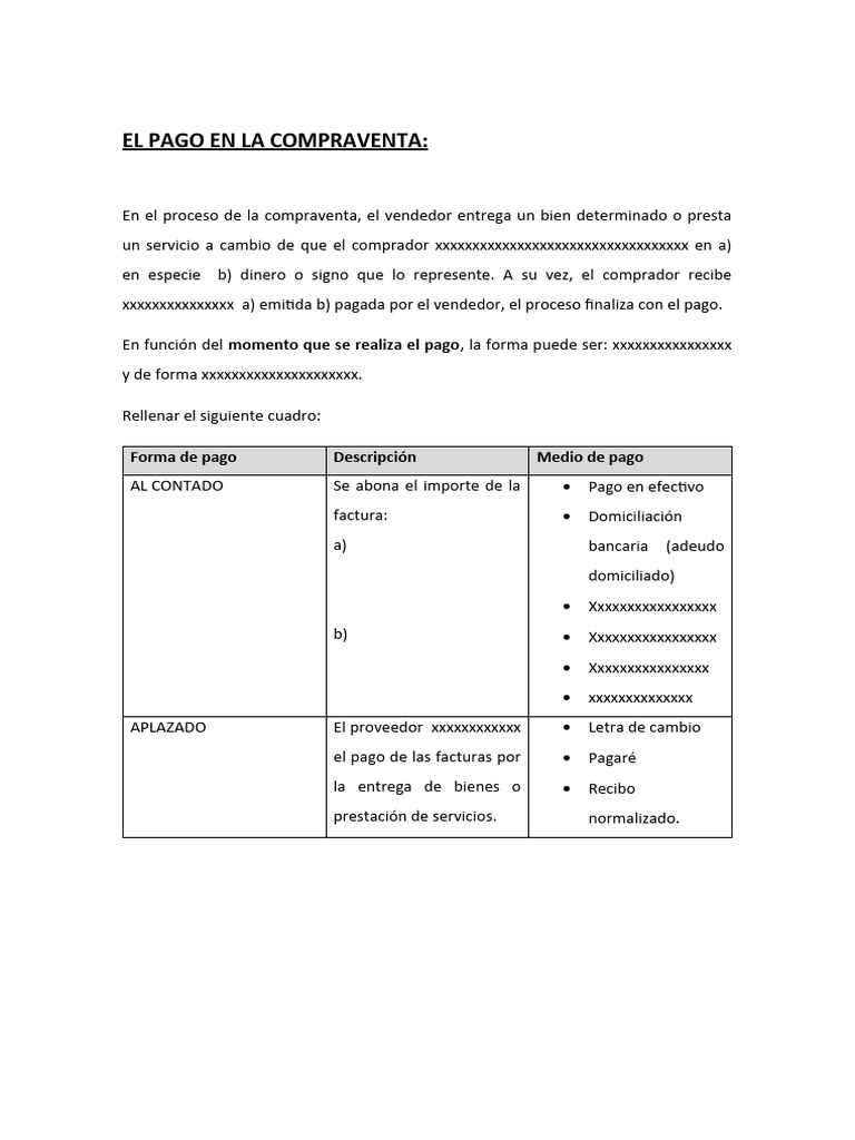 Formas de Pago al Contado en Compraventa | PDF | Transferencia bancaria ...