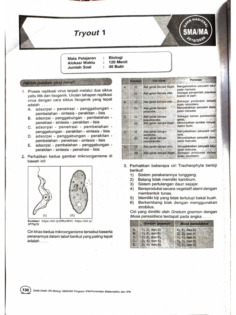 TryOuts Biology 1 | PDF