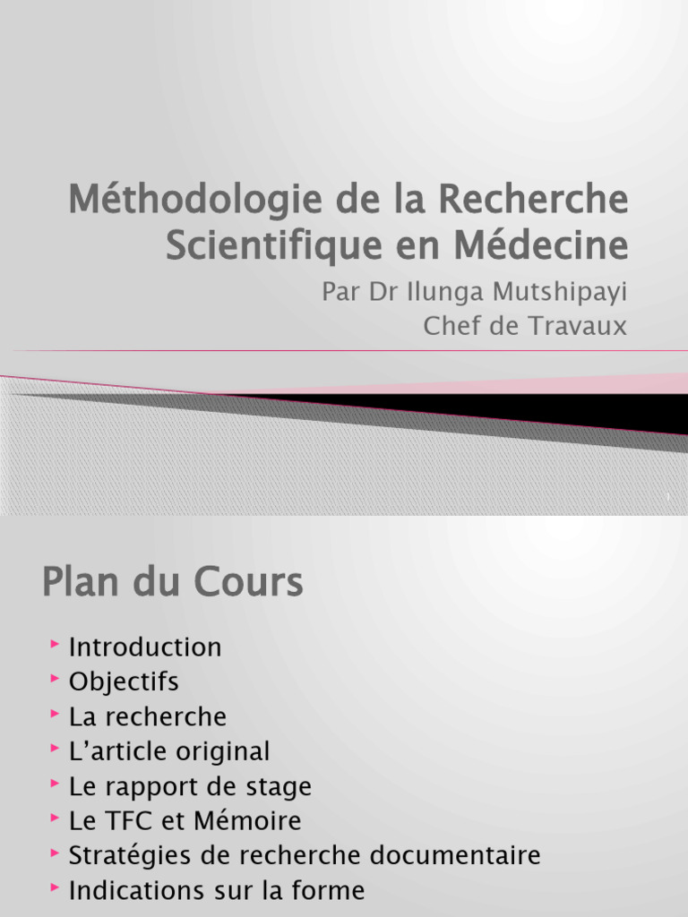 Méthodologie de la Recherche Scientifique en Médecine | PDF | Expérience | Essai clinique
