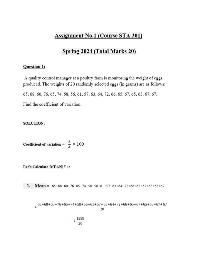 STA301.1st Assignment | PDF | Quartile | Median STA301.1st Assignment | PDF | Quartile | Median