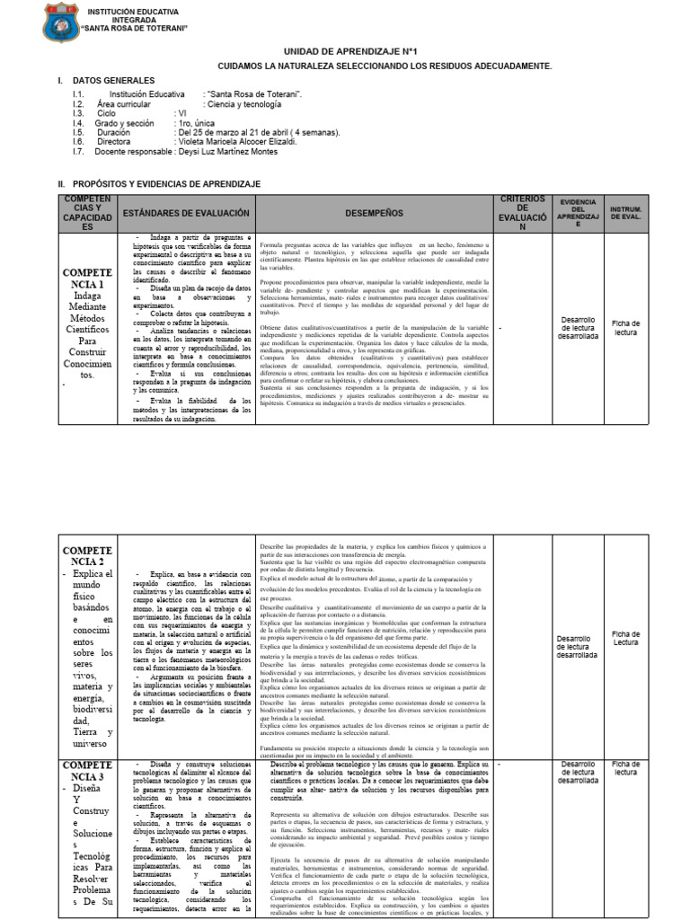 UNIDAD DIDÁCTICA 1 primero | PDF | Organismos | Evaluación