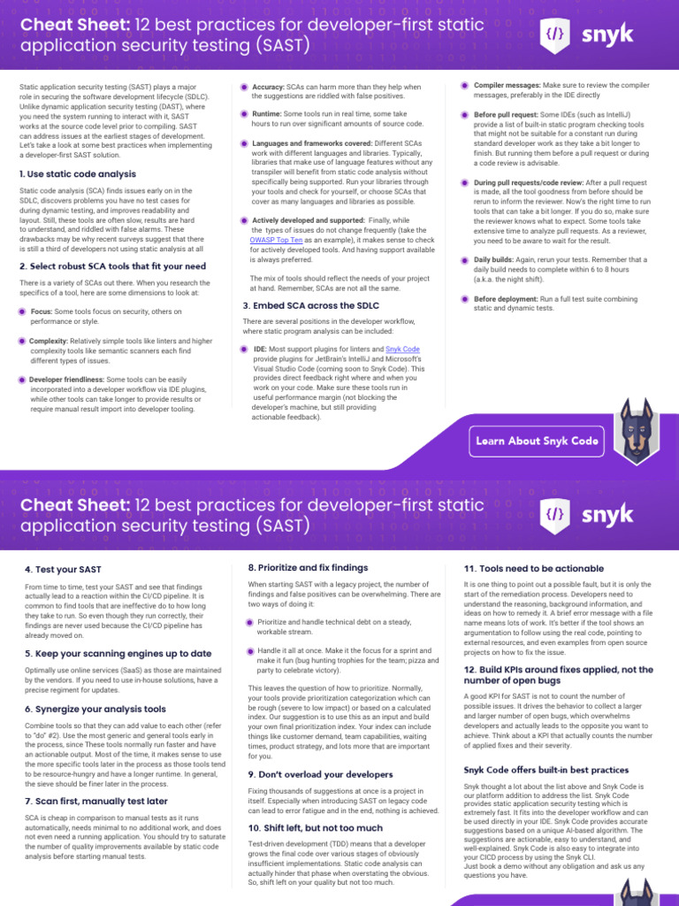 Cheatsheet SAST | PDF | Library (Computing) | Software Bug