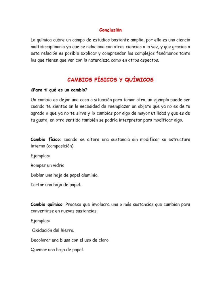 Cambios Físicos y Químicos Explicados | PDF | Fermentación | Químico