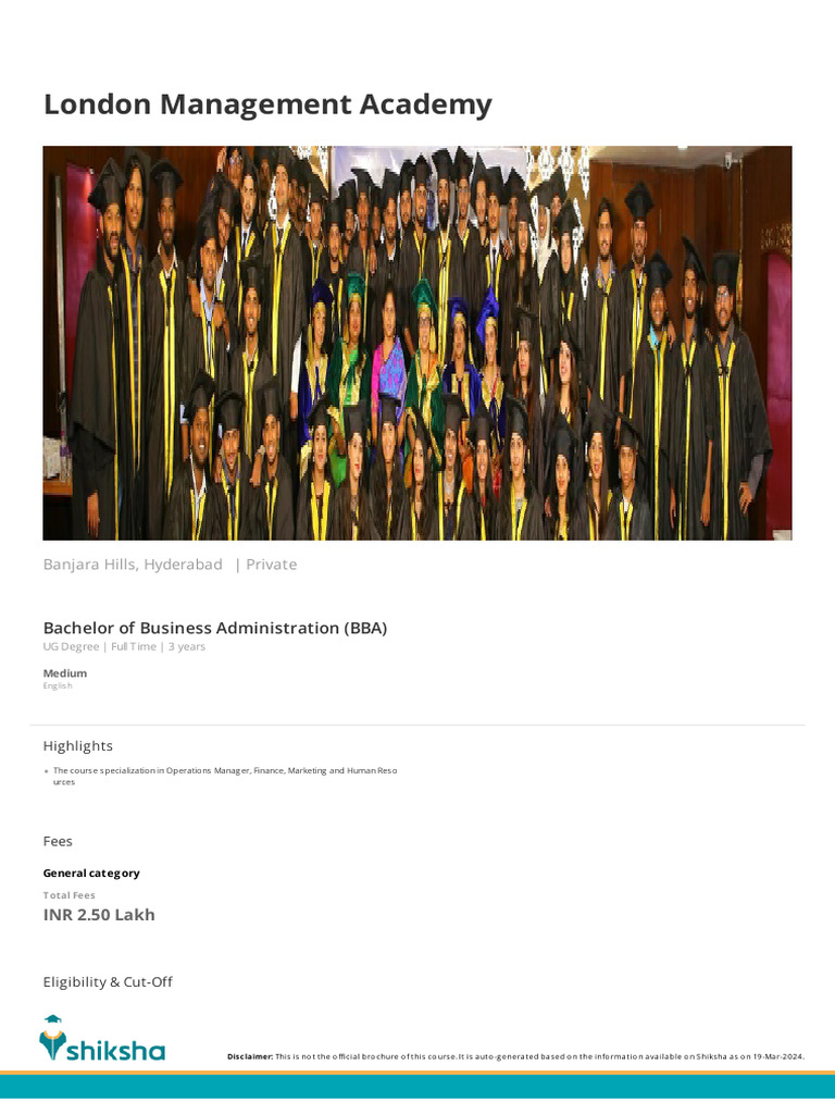 BBA at London Management Academy | PDF