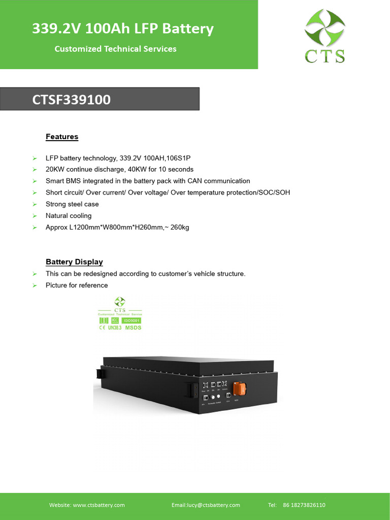 CTS 339 2V 100AH NMC Battery | PDF | Battery (Electricity ...