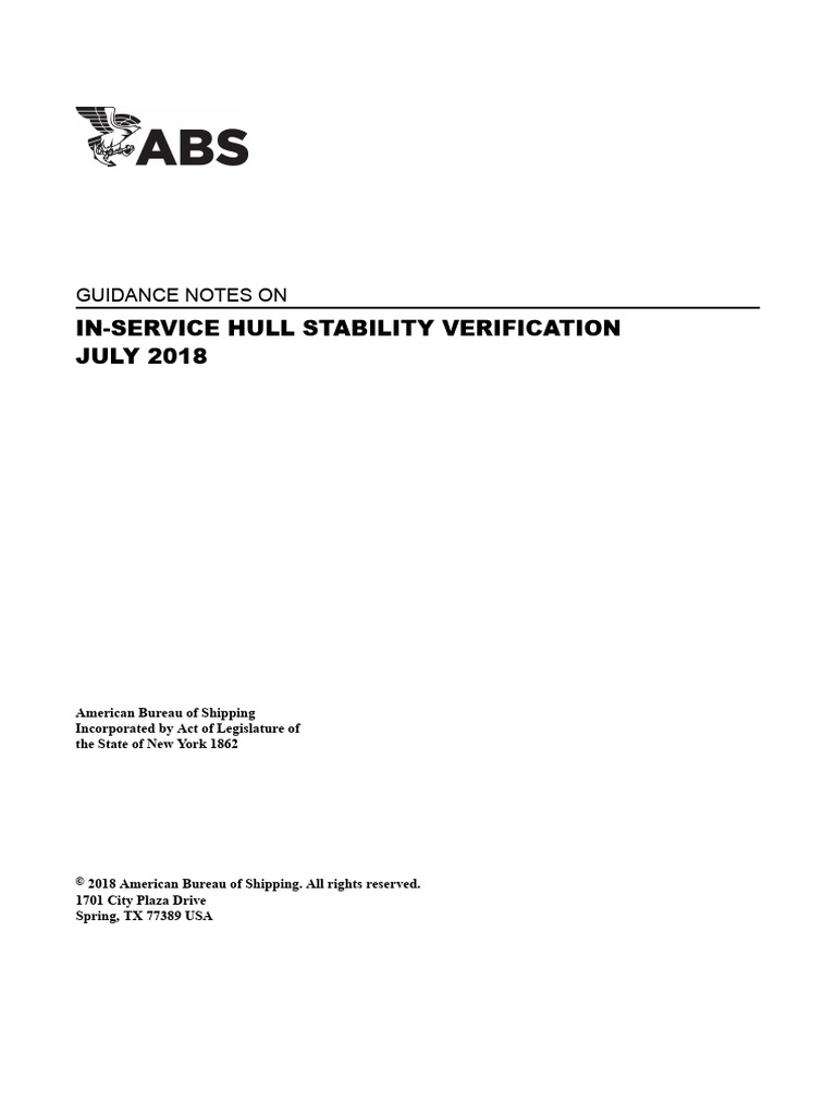 Abs - In-Service Hull Stability Verification 2018 | PDF | Verification ...