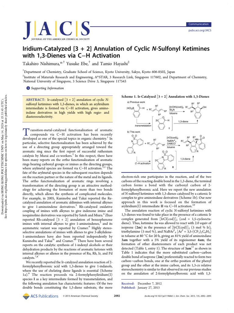 Nishimura Et Al 2013 Iridium Catalyzed 3 2 An1 | PDF | Chemical ...
