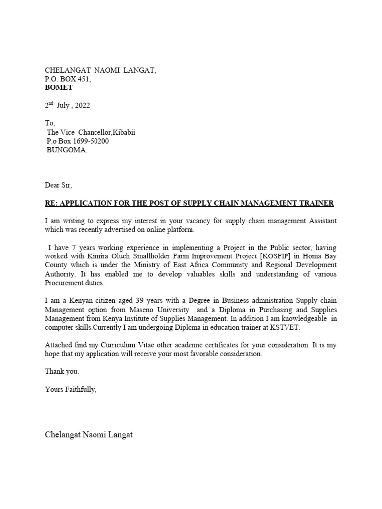 Cover Letter Kibabii University | Download Free PDF | Procurement | Kenya