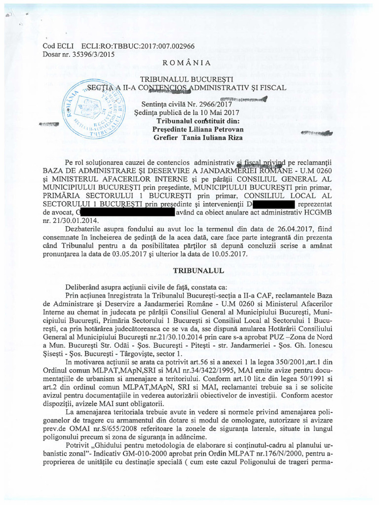 Sentinta Civila 2966 Poligon Baneasa | PDF